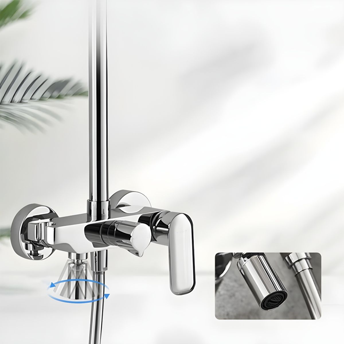 Modern Silver Shower System with Adjustable Flood Spray Pattern and ...