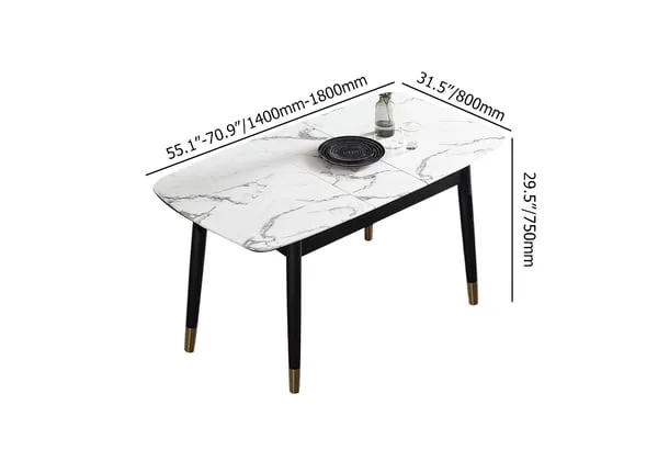 Modern Rectangular Extendable Dining Table with Marble Veneer Top – OVeee