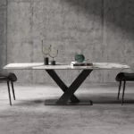 Modern Pandora Stone Top Dining Table with Black Base – OVeee