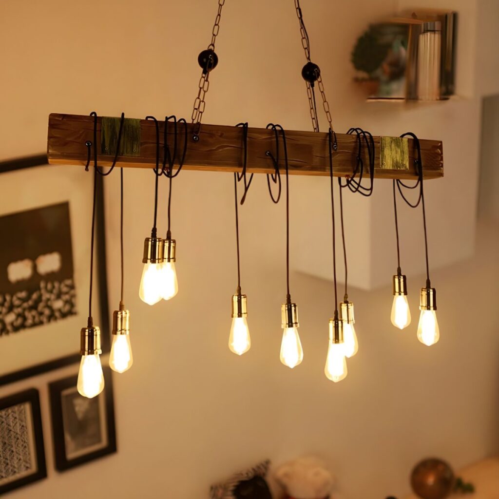 Factory Exposed Bulb Island Light Fixture 10 Heads Metal Pendant Lamp ...