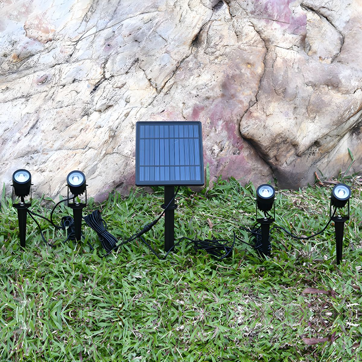 Cylindrical Aluminum Solar Spotlight Contemporary Black LED Stake Light ...