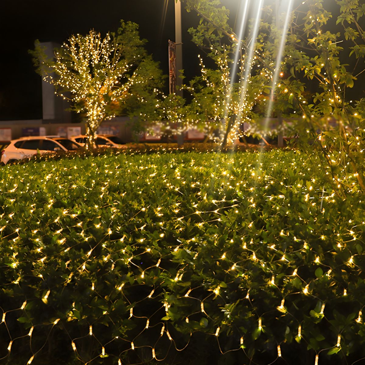 9.8ft Contemporary Fishnet Solar Powered String Light Courtyard LED ...