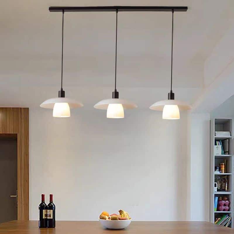 Modern 3 Lights Light Over Kitchen Table with White Glass Shade and ...