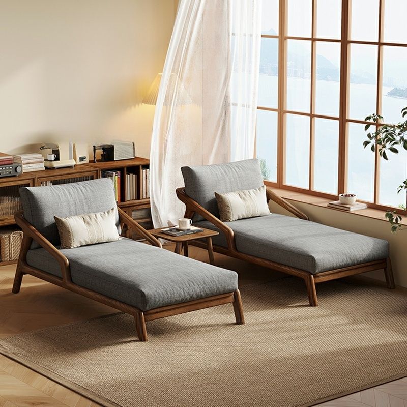 Victorian Overstuffed Chaise Lounge Indoor in Gray, Dual-Sided Arm ...