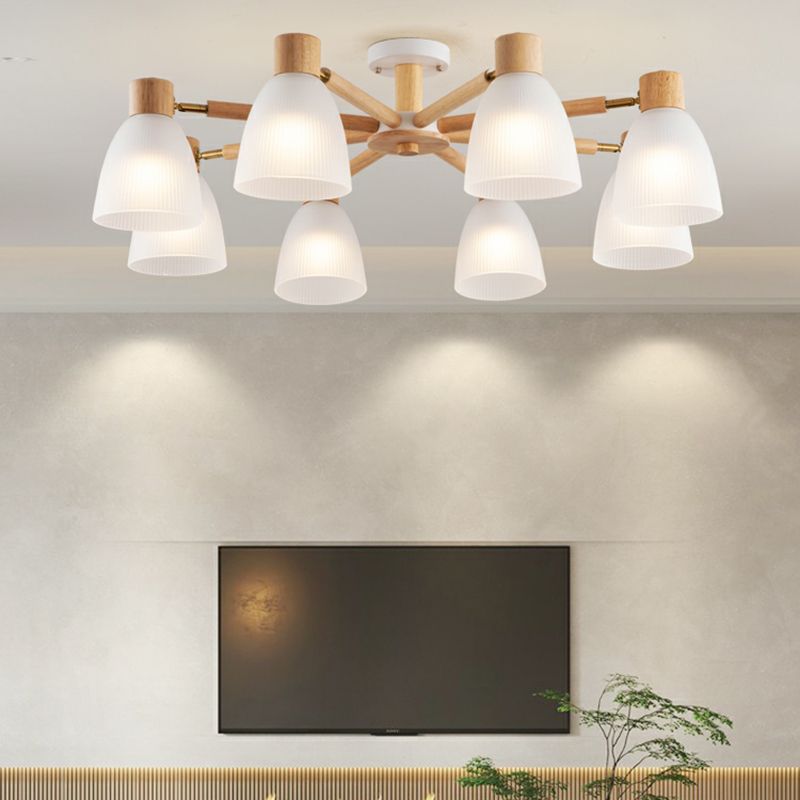 Multiple Lights Modern Wood Semi Flush Ceiling Fixture Light for Living ...
