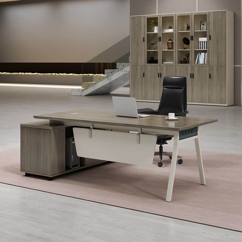 Sleek Computer Desk with Organized Wiring System, CPU Storage, Desk ...